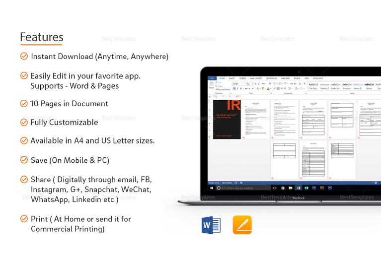 General Incident Report Template in Word, Google Docs, Apple Pages