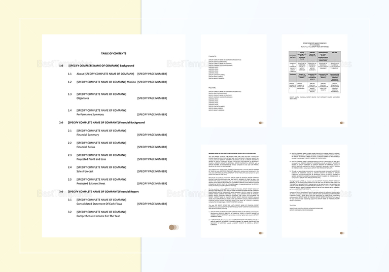 Sample Financial Report Template in Word, Google Docs, Apple Pages