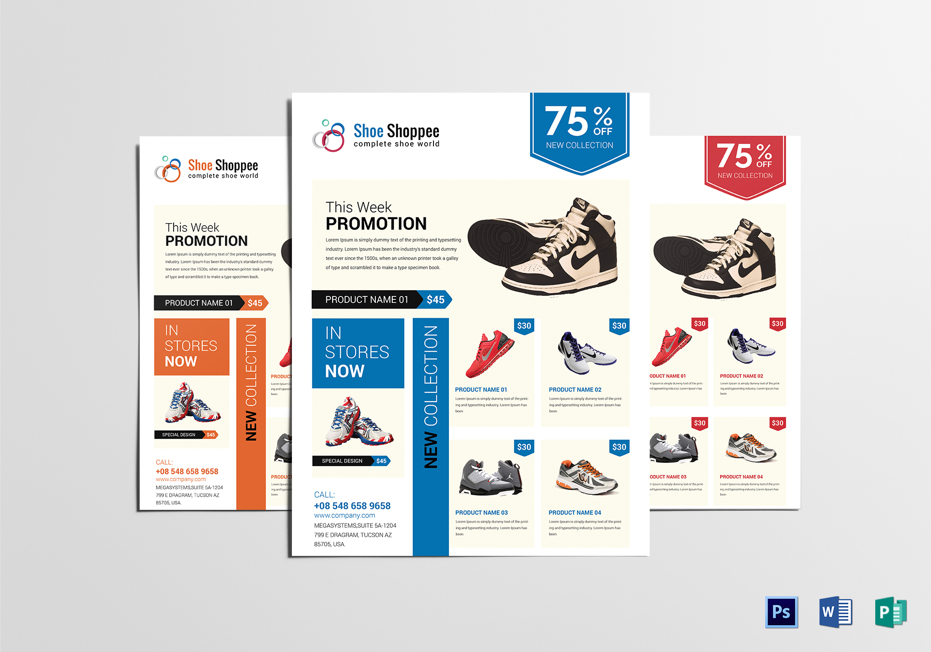 Shoe Product Sale Flyer Design Template In Word PSD Publisher