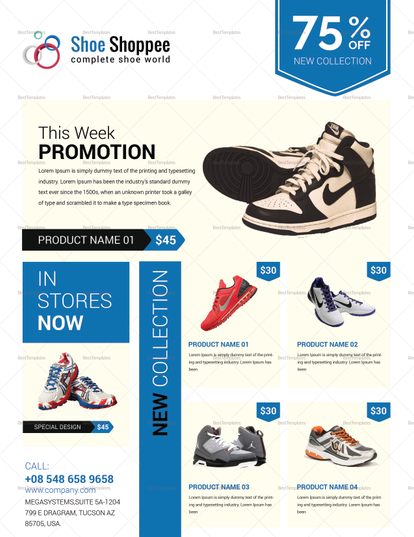 Shoe Product Sale Flyer Design Template in Word, PSD, Publisher