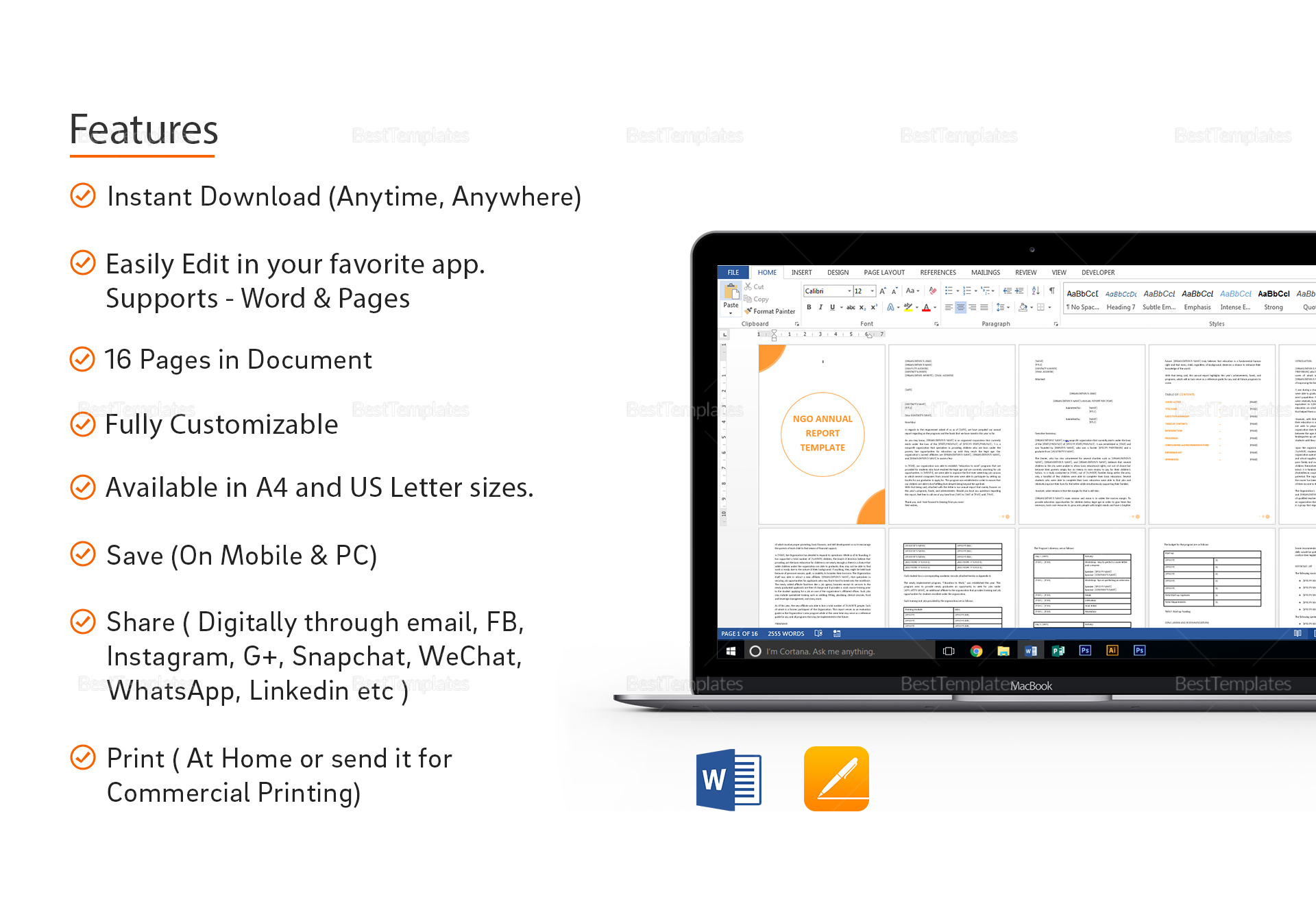 NGO Annual Report Template In Word Google Docs Apple Pages