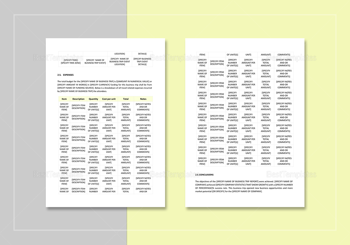 Trip Report Template in Word, Google Docs, Apple Pages