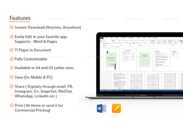 Training Report Template in Word, Google Docs, Apple Pages