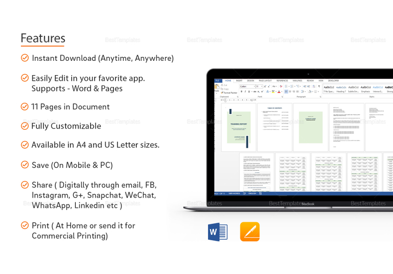 Training Report Template in Word, Google Docs, Apple Pages
