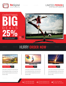 Television Product Sale Flyer Design Template in Word, PSD, Publisher