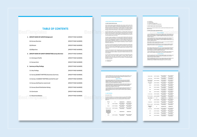Survey Report Template in Word, Google Docs, Apple Pages