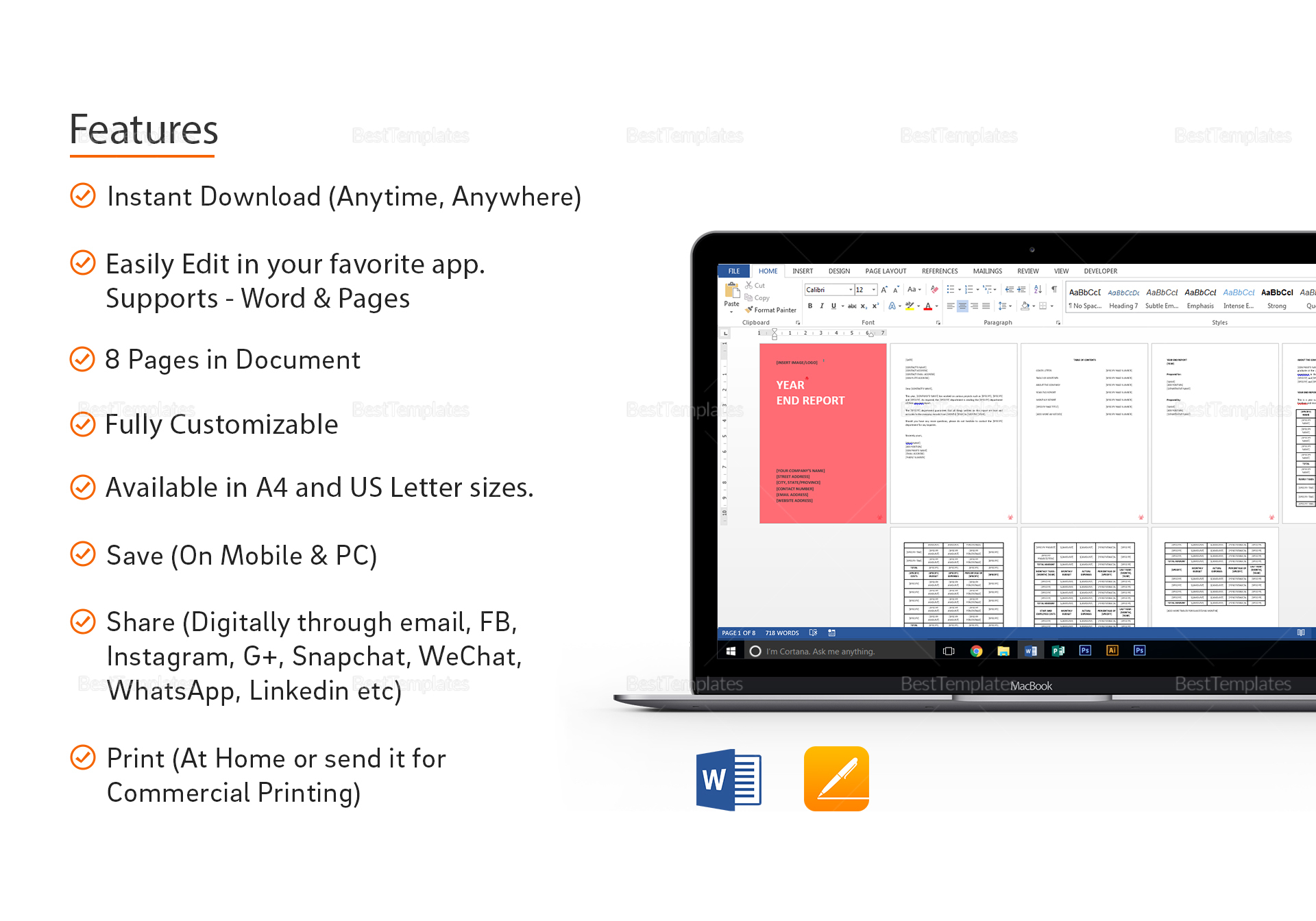 Year End Report Template In Word Google Docs Apple Pages
