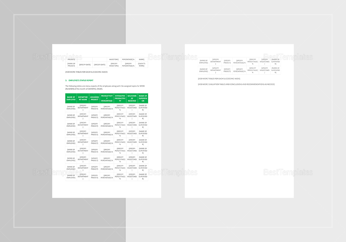 Weekly Status Report Template In Word Google Docs Apple Pages
