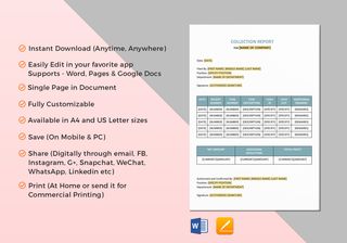 Collection Report Template in Word, Google Docs, Apple Pages