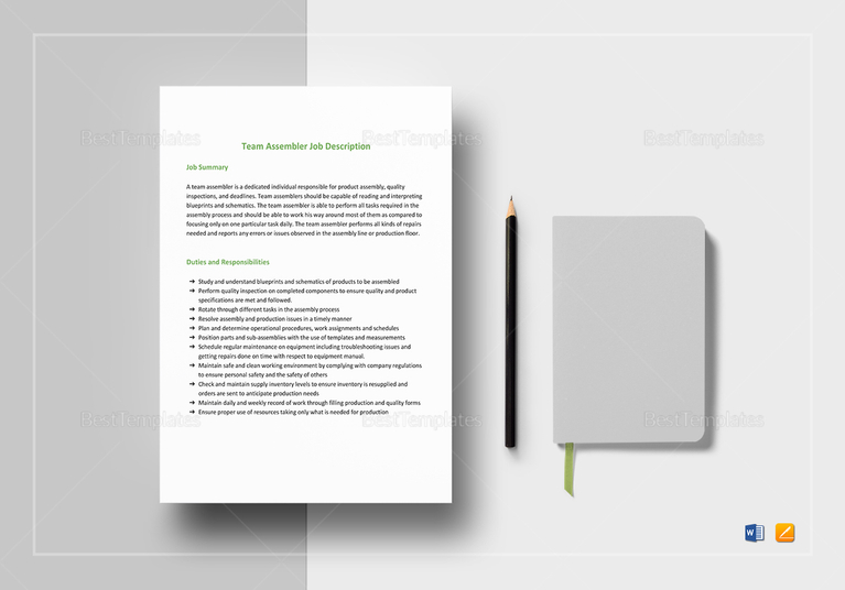 Team Assembler Job Description Template in Word, Google Docs, Apple Pages
