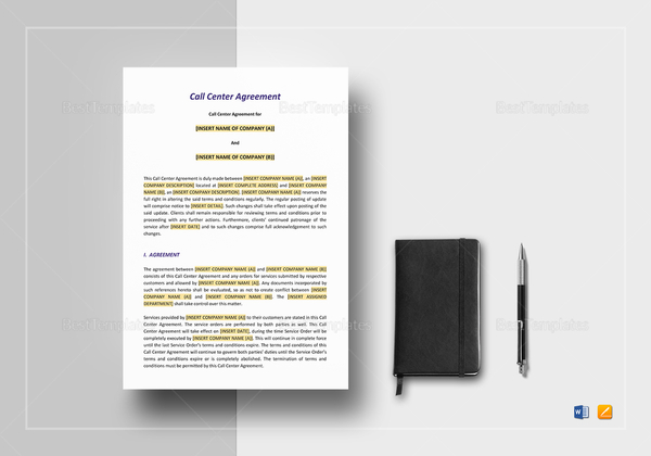 Call Center Agreement Template in Word, Google Docs, Apple Pages