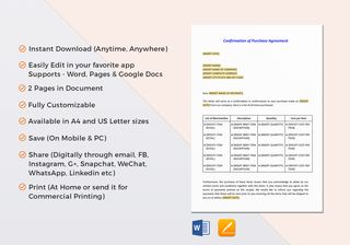 Confirmation of Purchase Agreement Letter Template in Word, Google Docs ...