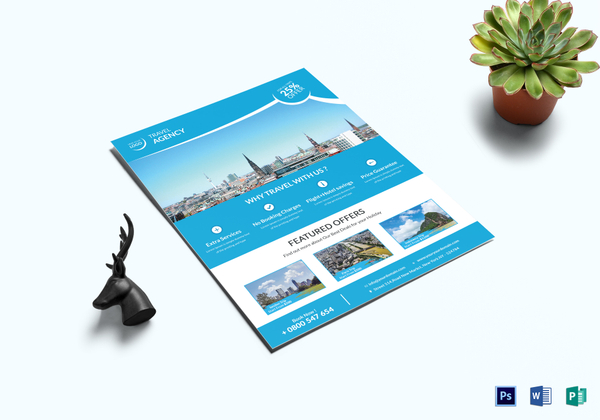 Corporate Travel Flyer Design Template in Word, PSD, Publisher