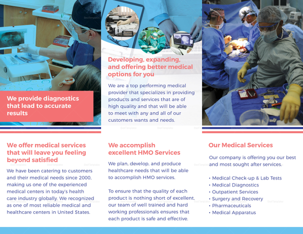 Tri-fold Medical Brochure Design Template in PSD, Word, Publisher ...