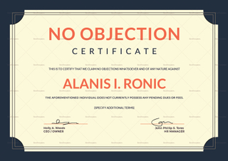 Employee No Objection Certificate Design Template in PSD, Word, Publisher, Illustrator, InDesign