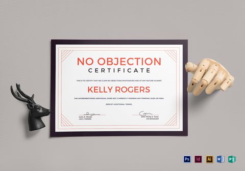 No Objection Certificate Design Template in PSD, Word, Publisher ...