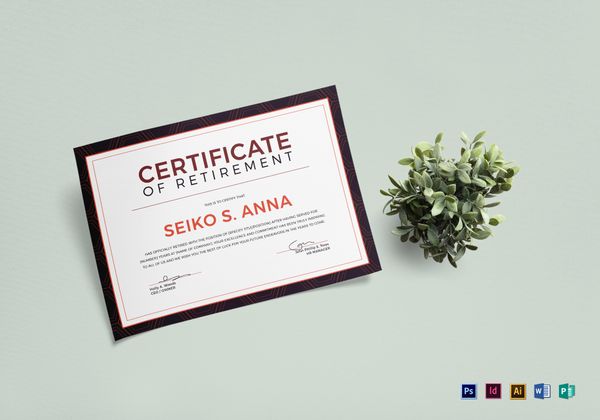 Retirement Certificate Design Template in PSD, Word, Publisher ...