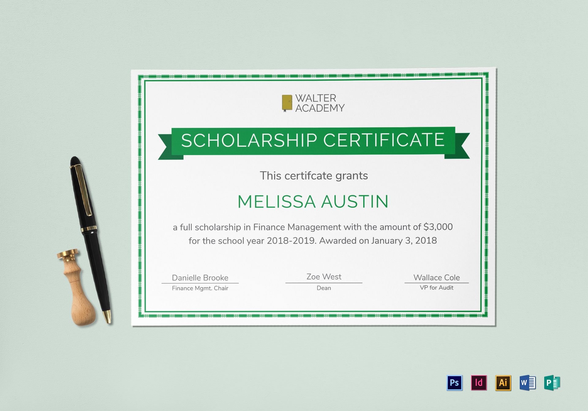 Certificate Templates Scholarship Certificate Design Template In PSD 