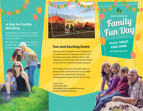 Family Fun Day Tri-fold Brochure Design Template in PSD, Word ...