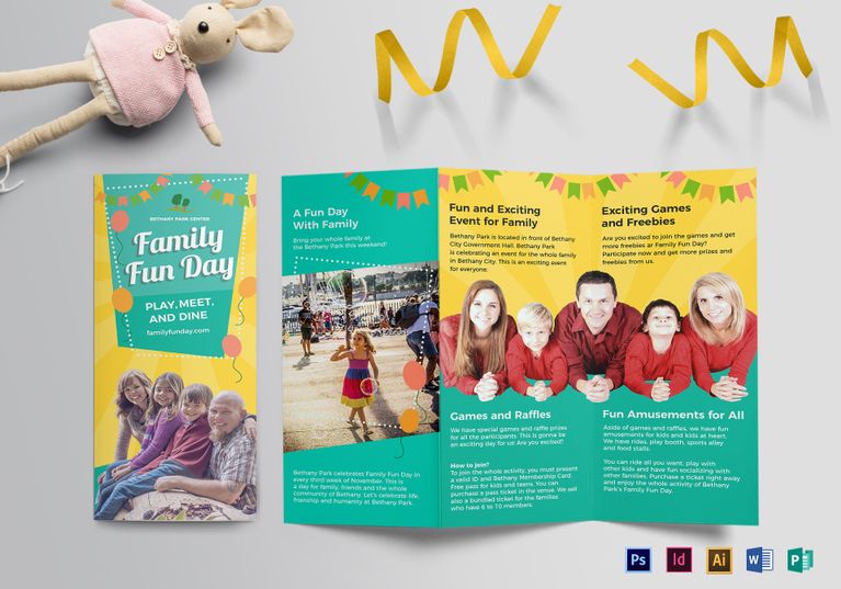Family Fun Day Tri-fold Brochure Design Template in PSD, Word ...