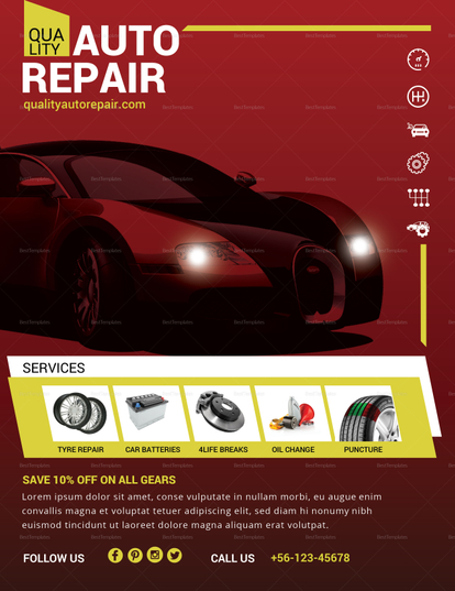 Auto Repair Flyer Design Template in PSD, Word, Publisher, Illustrator ...
