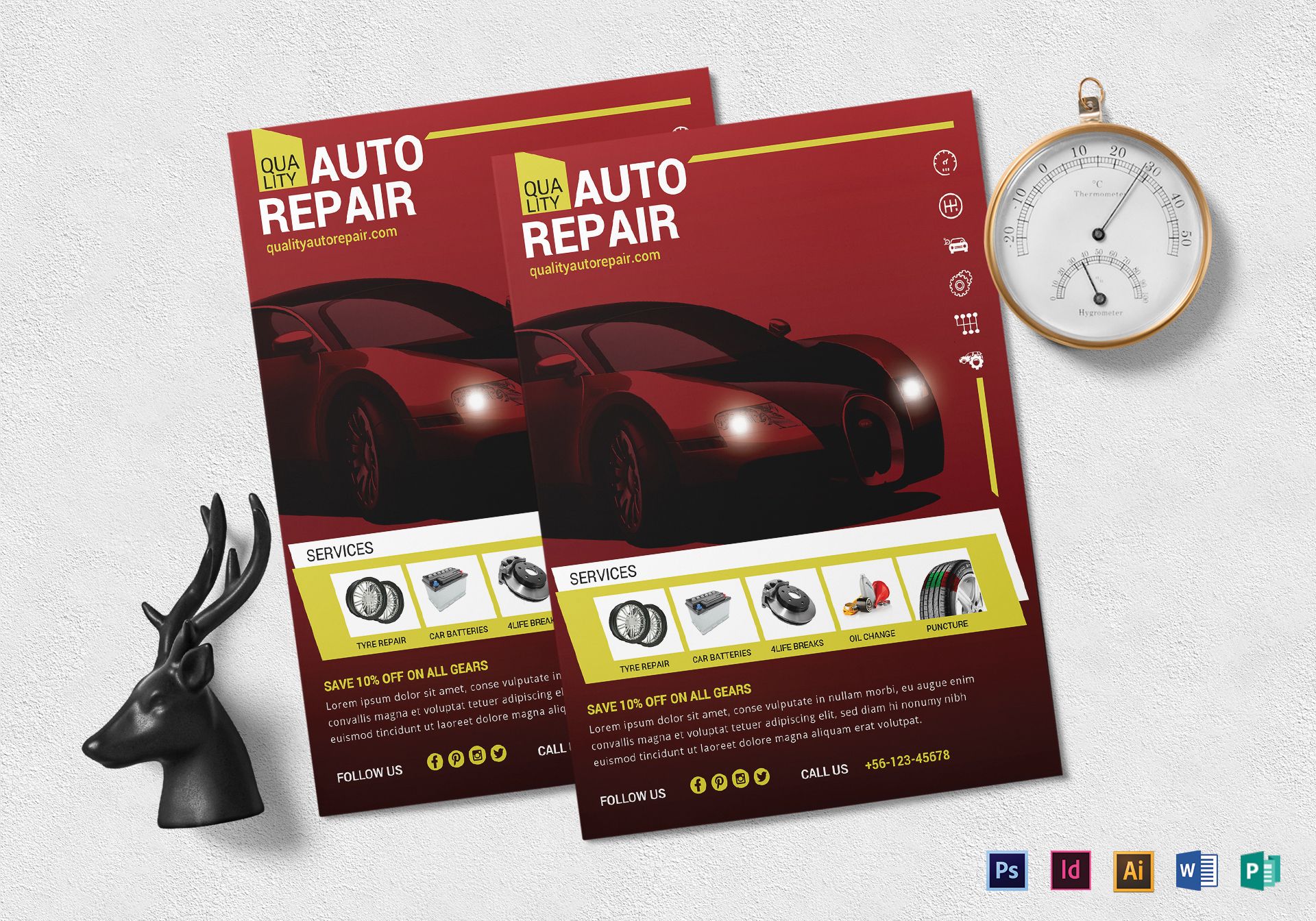 Auto Repair Flyer Design Template In PSD Word Publisher Illustrator 