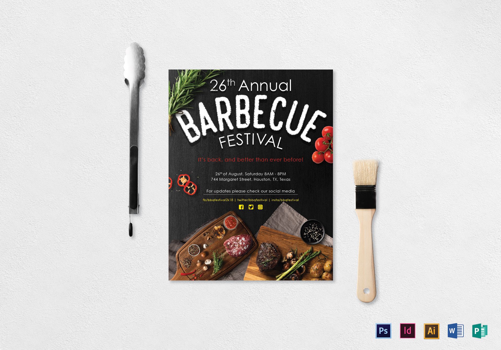 Annual BBQ Festival Flyer Design Template in PSD, Word, Publisher ...
