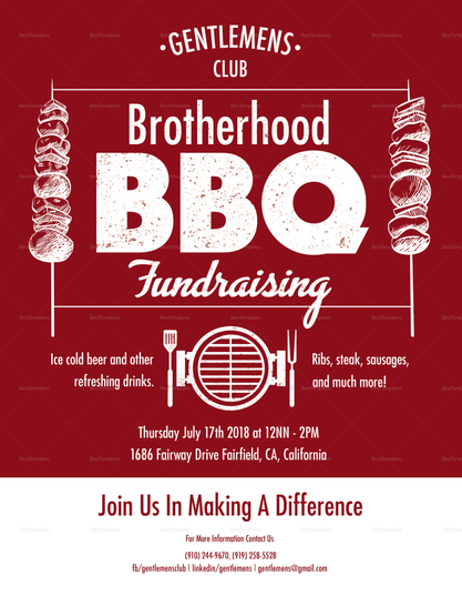 Barbecue fundraising Flyer Design Template in PSD, Word, Publisher ...