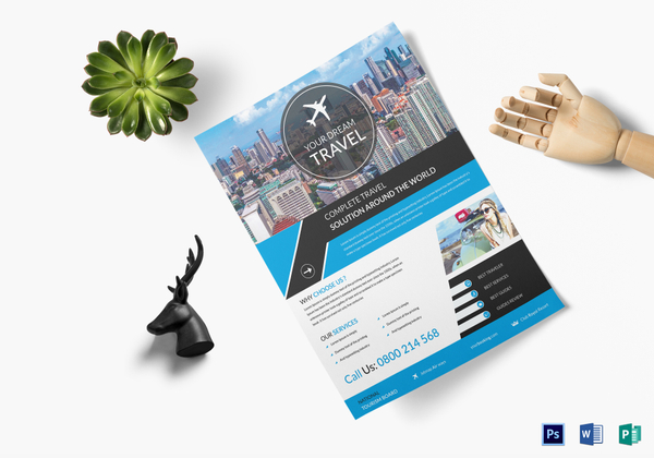 Promotion Travel Flyer Design Template in Word, PSD, Publisher