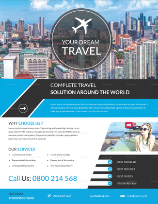 Promotion Travel Flyer Design Template in Word, PSD, Publisher