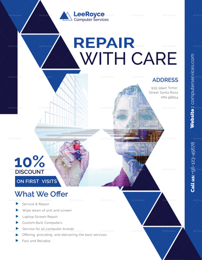 Computer Service Flyer Design Template in PSD, Word, Publisher ...
