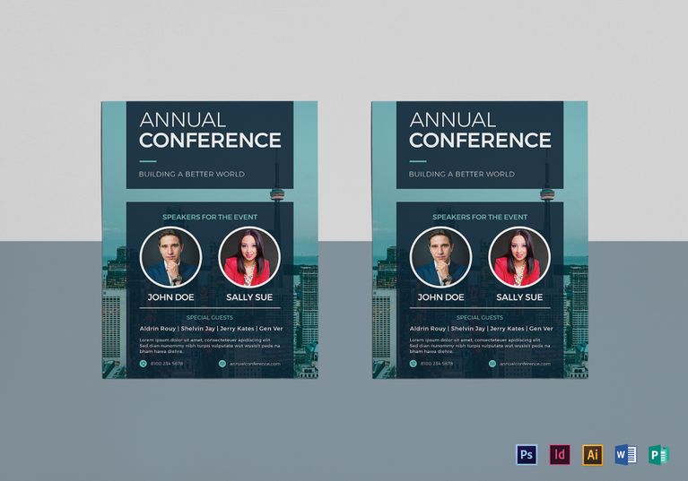 Annual Conference Flyer Design Template in PSD, Word, Publisher ...
