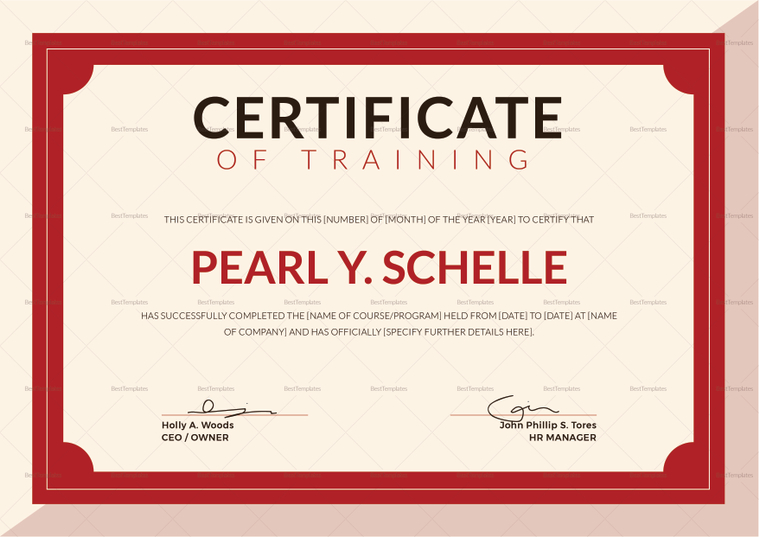 Training Certificate Design Template in PSD, Word, Publisher ...