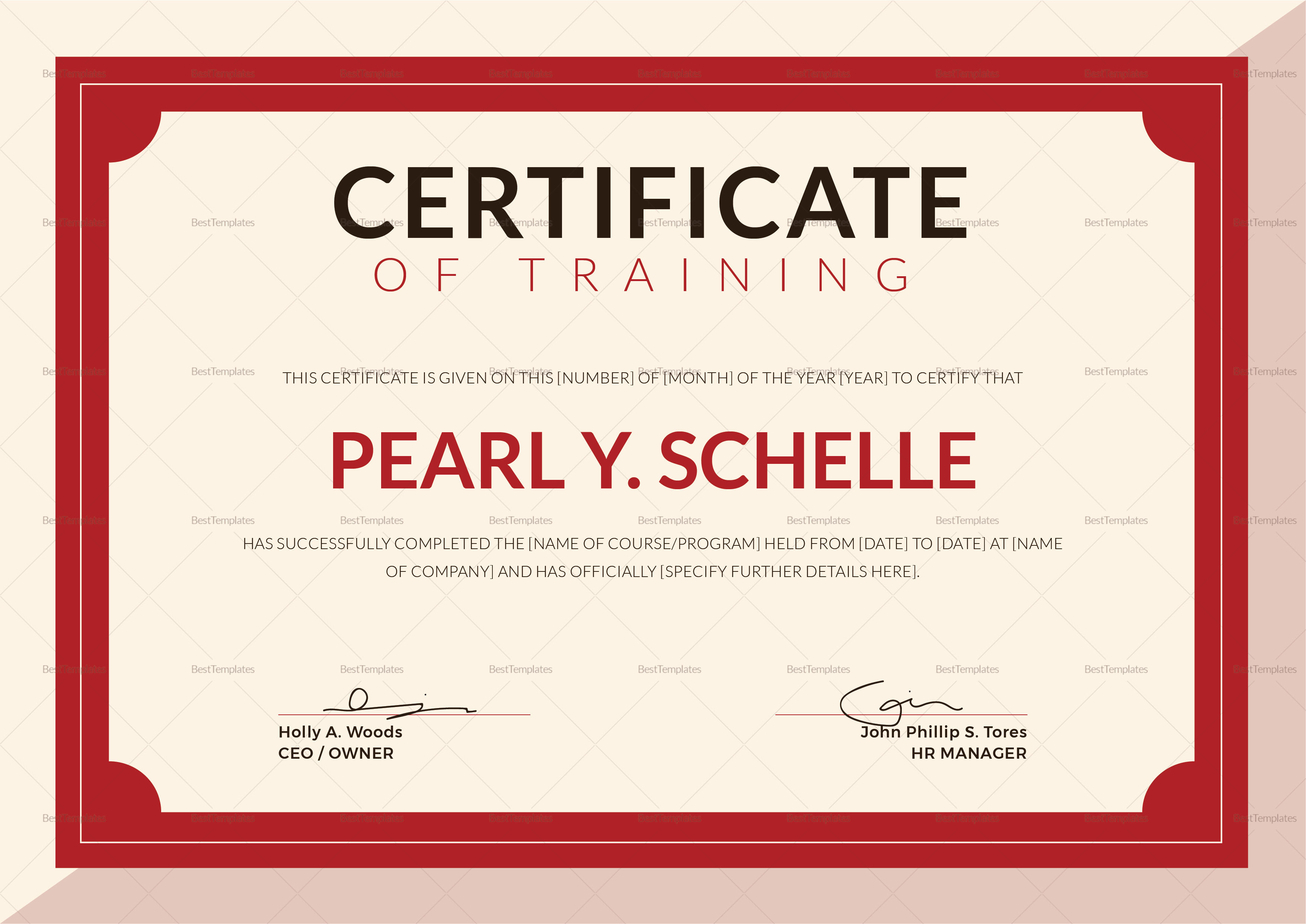 Training Certificate Design Template In PSD Word Publisher 
