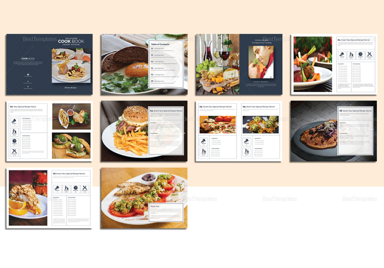Printable Cookbook Catalog Template in PSD, Word, Publisher, InDesign ...