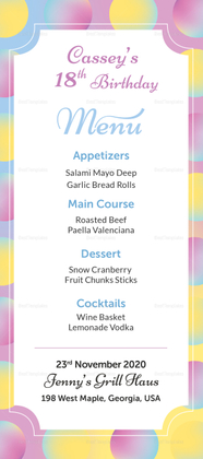 Birthday Dinner Menu Design Template in PSD, Word, Publisher ...