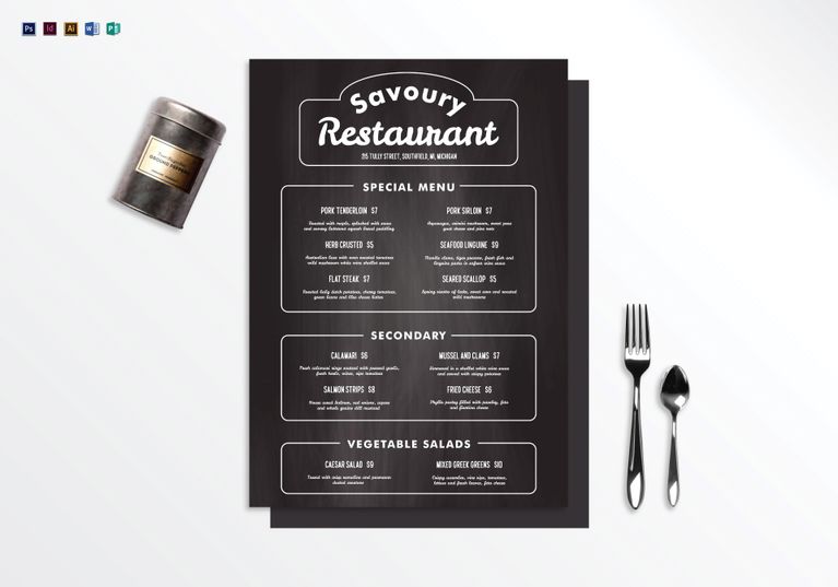 Chalkboard Restaurant Menu Design Template in PSD, Word, Publisher ...