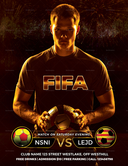 Fifa Soccer Flyer Design Template in PSD, Word, Publisher