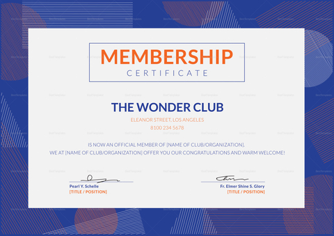 Club Membership Certificate Design Template in PSD, Word, Illustrator ...