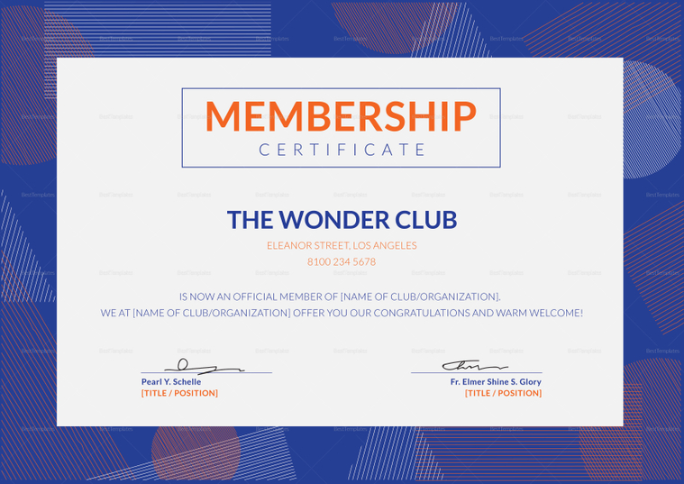 Club Membership Certificate Design Template In Psd Word Illustrator Indesign 