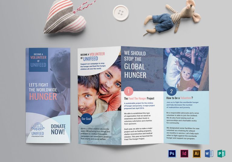 Charity Brochure Design Template in PSD, Word, Publisher, Illustrator ...