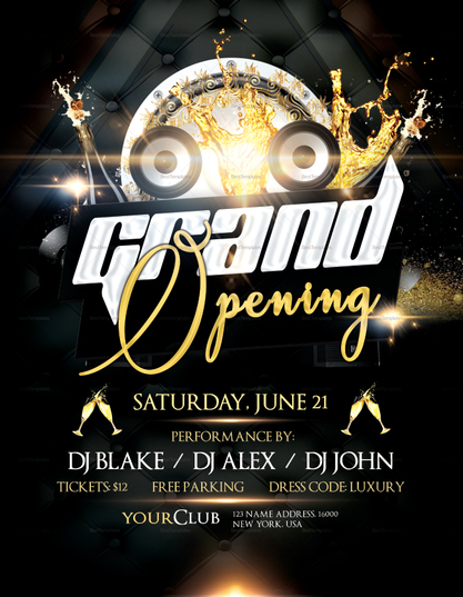 Club Grand Opening Flyer Design Template in PSD, Word, Publisher