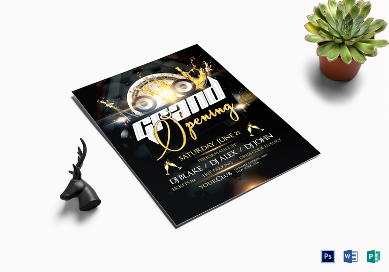 Club Grand Opening Flyer Design Template in PSD, Word, Publisher