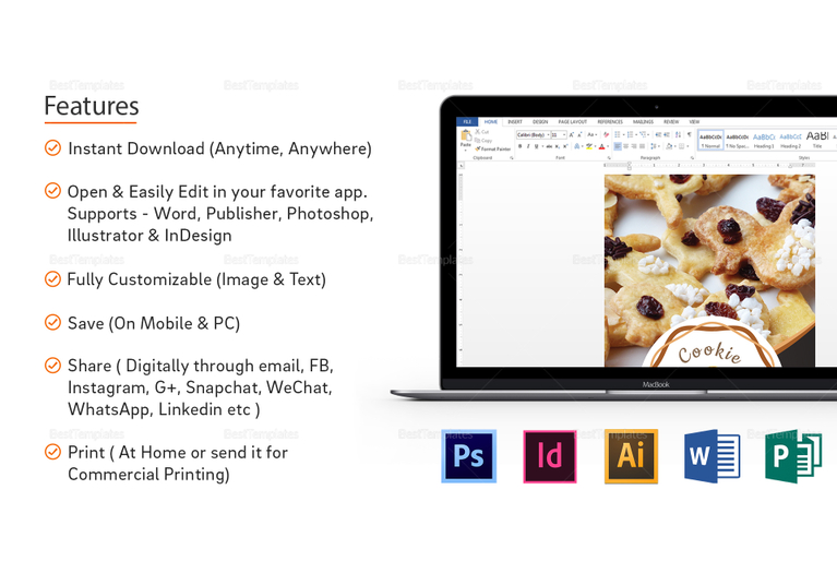 Cookie Shop Tri-Fold Menu Design Template in PSD, Word, Publisher ...