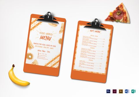 Kids Menu Design Template in PSD, Word, Publisher, Illustrator, InDesign