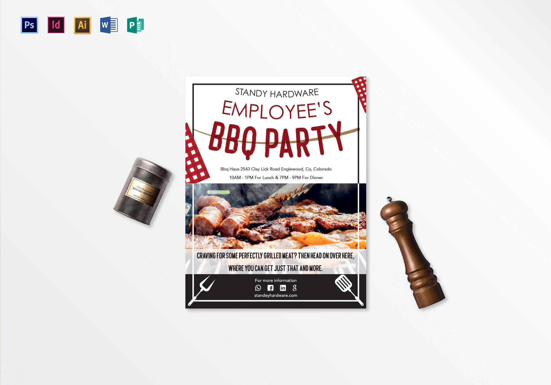 Employee s Barbeque Party Flyer Design Template In PSD Word Publisher