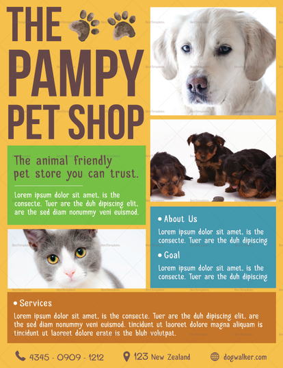 Pet Shop Flyer Design Template in PSD, Word, Publisher, Illustrator ...