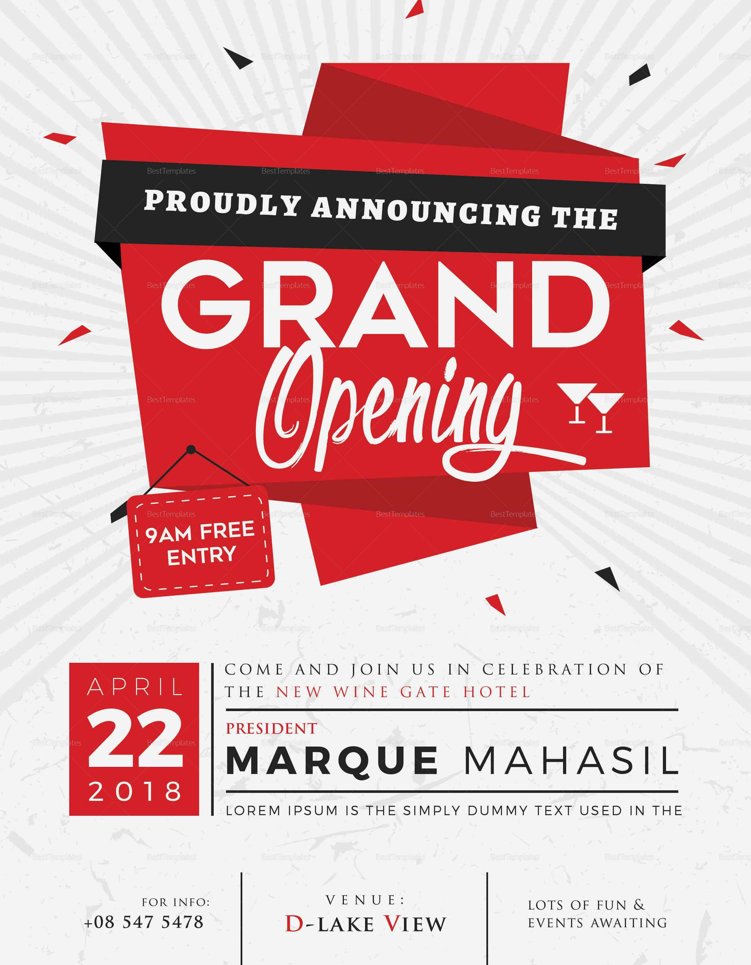 Grand Opening Flyer Design Template In Word PSD Publisher Illustrator