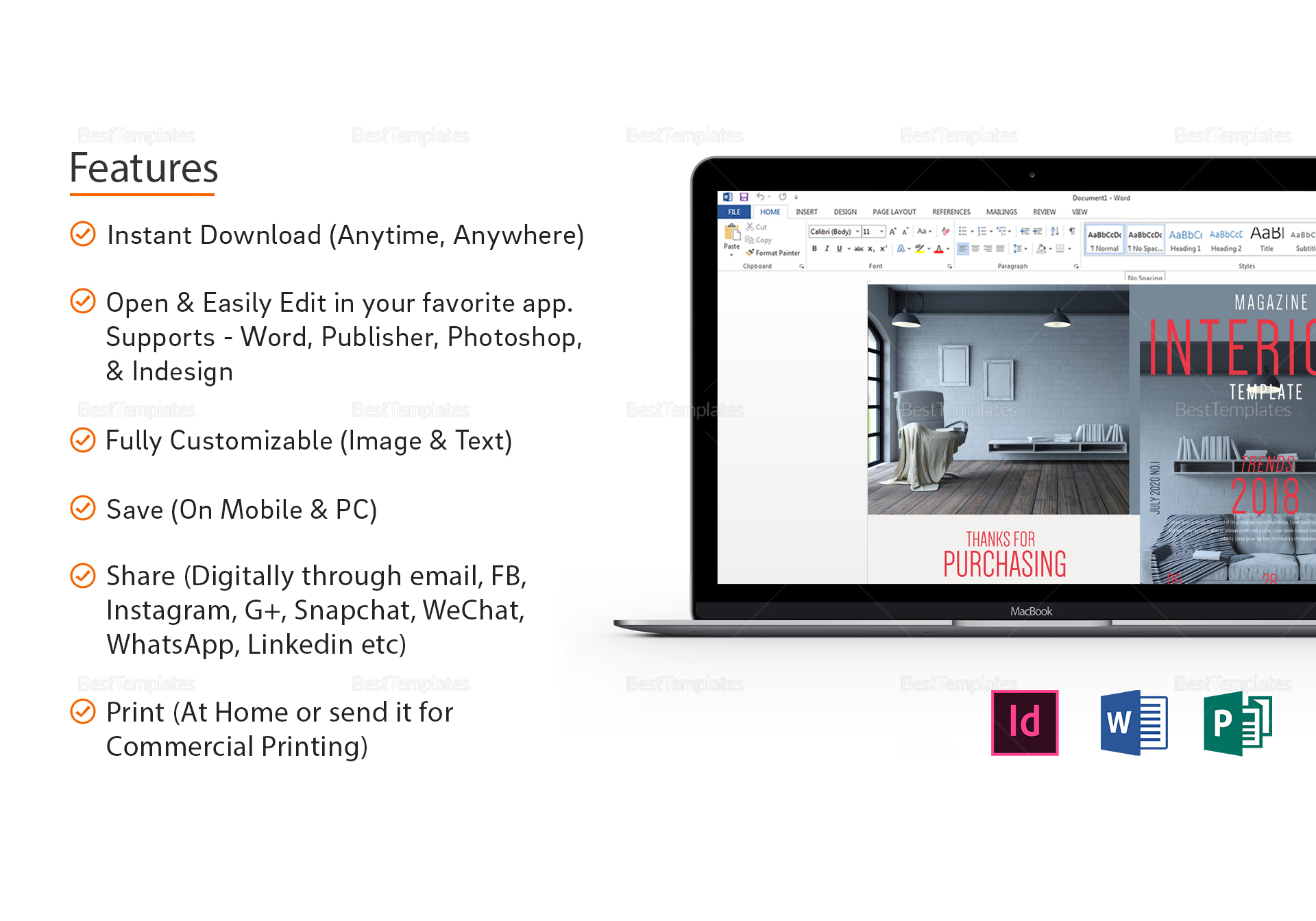 Interior Magazine Template in Word, Publisher, InDesign