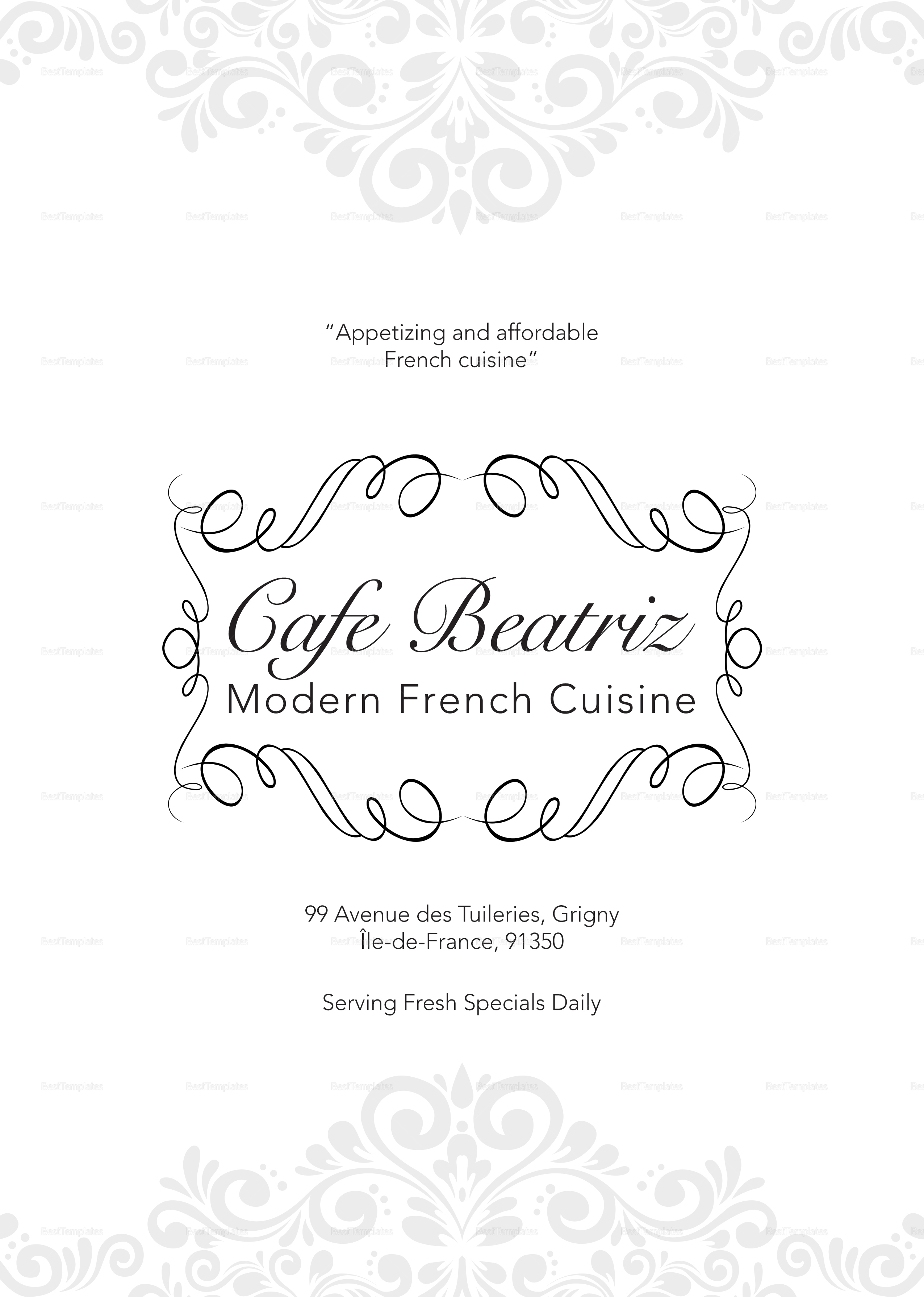 French Menu Template